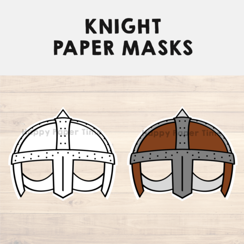 Knight Paper Masks Printable Medieval Coloring Craft Activity Costume 5 ...