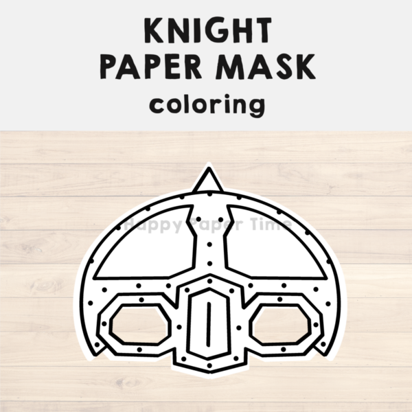 Knight Paper Mask Printable Medieval Coloring Craft Activity Costume 6 ...