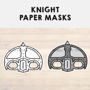 Knight Paper Masks Printable Medieval Coloring Craft Activity Costume 6 ...