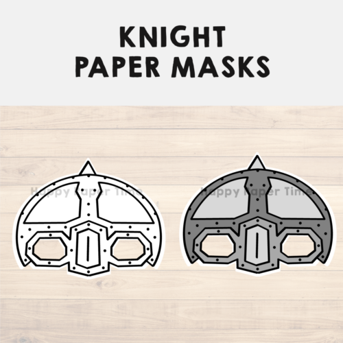 Knight Paper Masks Printable Medieval Coloring Craft Activity Costume 6 ...