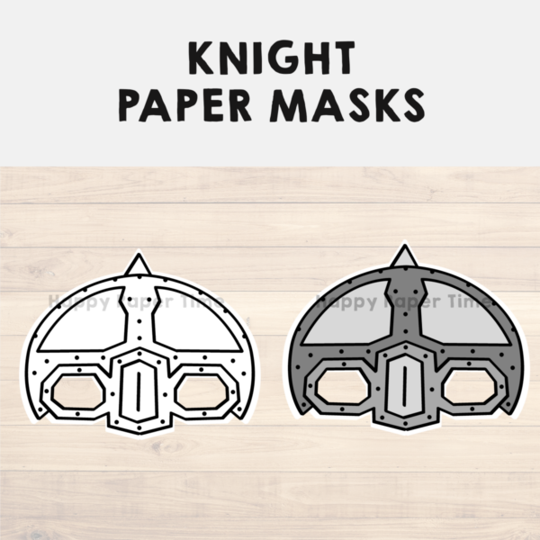 Knight Paper Masks Printable Medieval Coloring Craft Activity Costume 6 ...