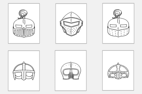 Knight Paper Masks Printable Medieval Coloring Craft Activity Costume ...