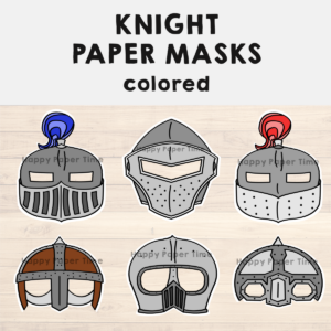 Knight Paper Masks Printable Medieval Craft Activity Costume | Made By ...