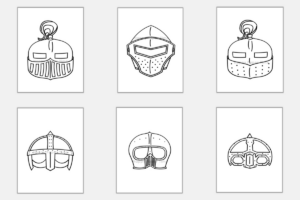 Knight Paper Masks Printable Medieval Coloring Craft Activity Costume ...