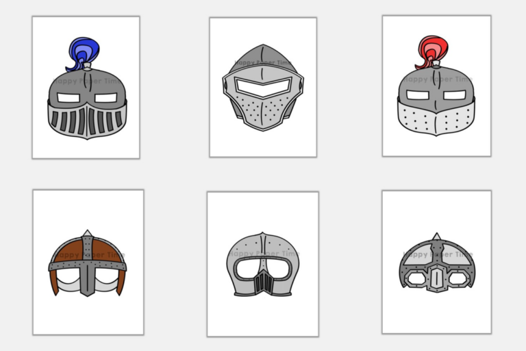 Knight Paper Masks Printable Medieval Coloring Craft Activity Costume ...