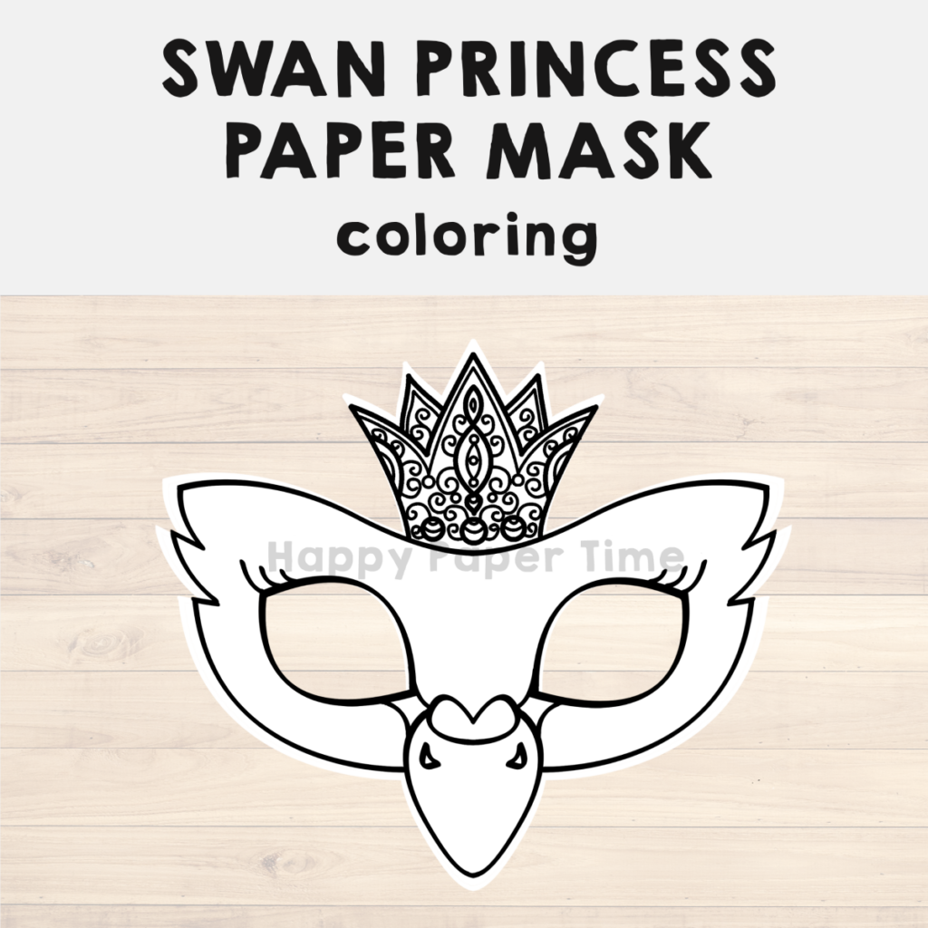 Swan Princess Paper Mask Printable Play Coloring Craft Activity Costume ...
