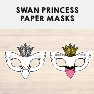 Swan Princess Paper Masks Printable Play Coloring Craft Activity ...