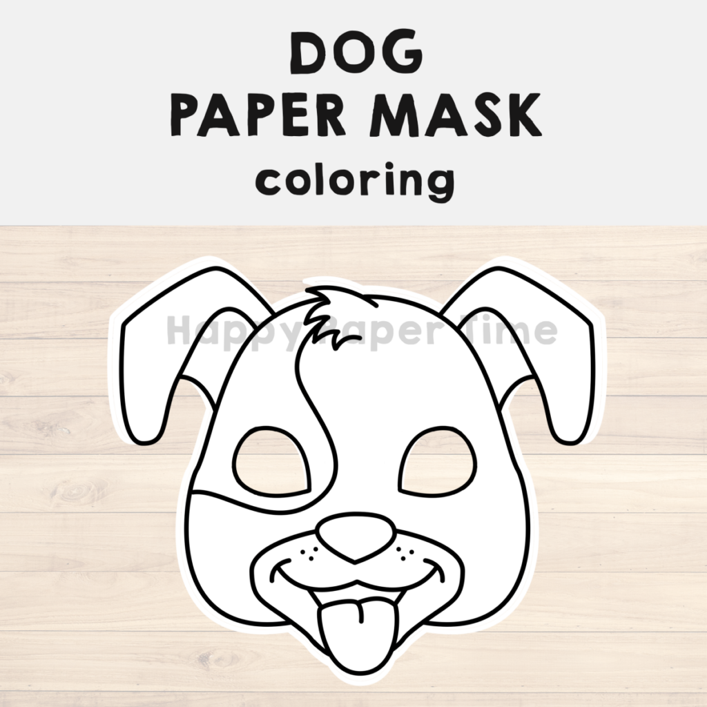 Dog Paper Masks Printable Animal Pet Coloring Craft Activity Costume ...