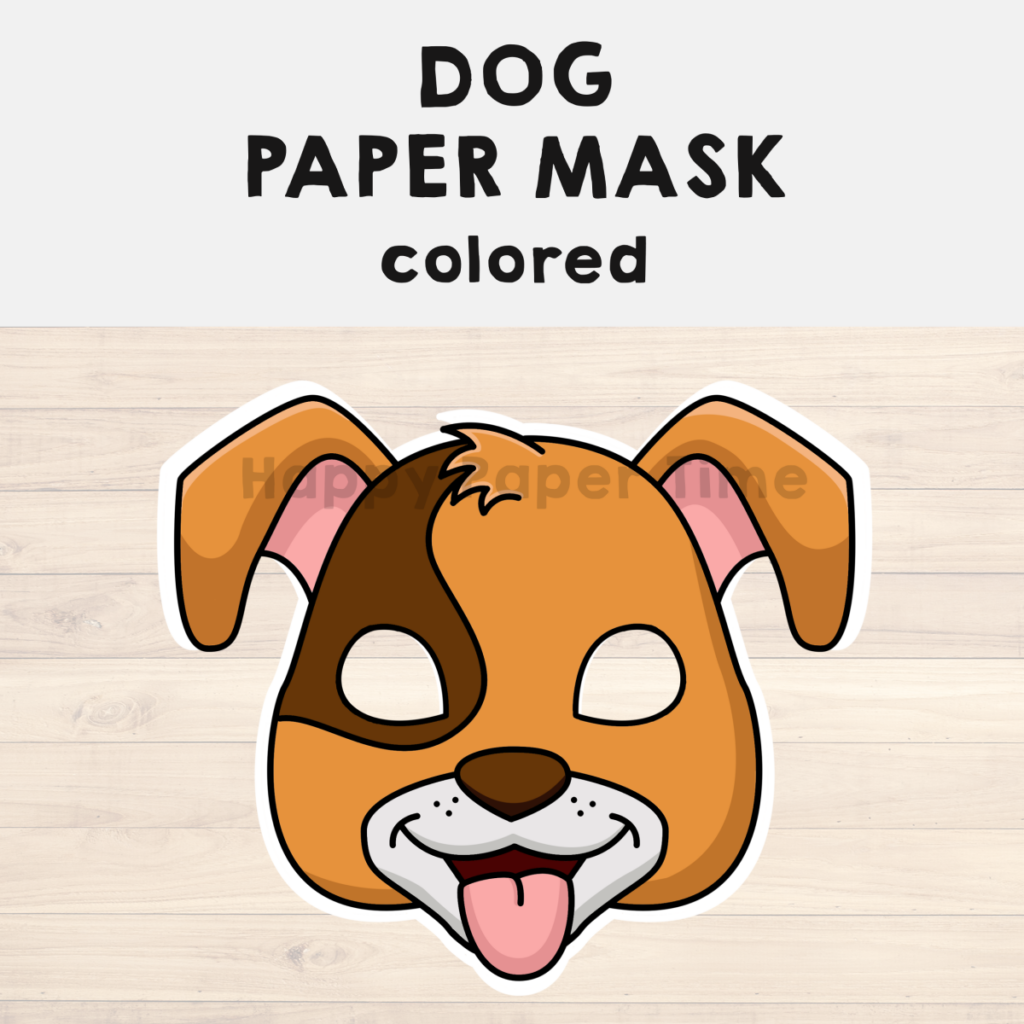 Dog Paper Masks Printable Animal Pet Coloring Craft Activity Costume ...