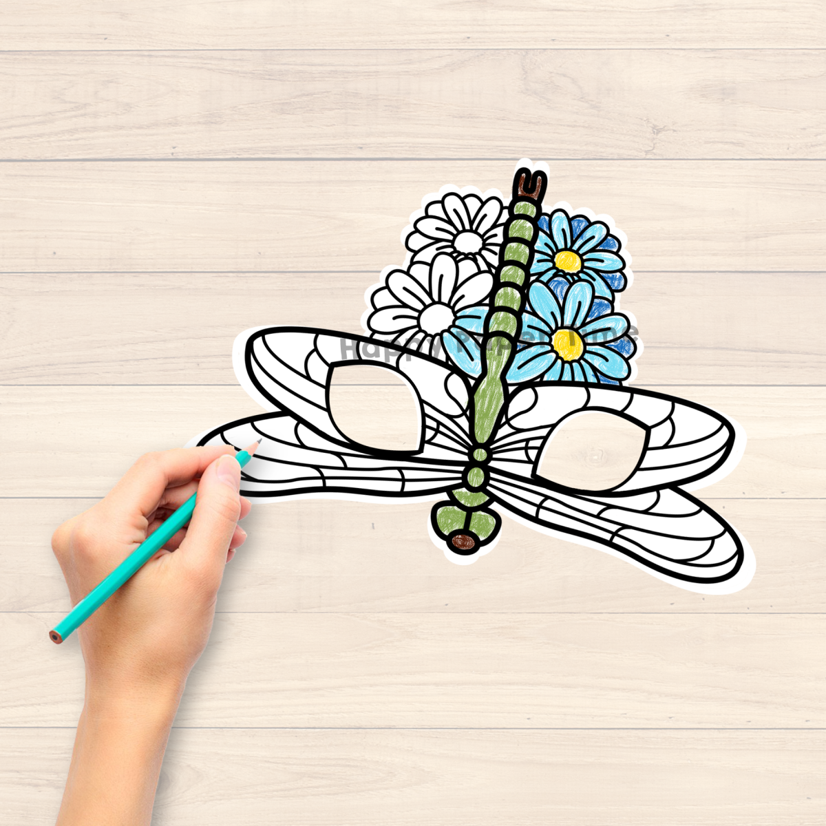 Dragonfly Paper Mask Printable Insect Animal Coloring Craft Activity ...