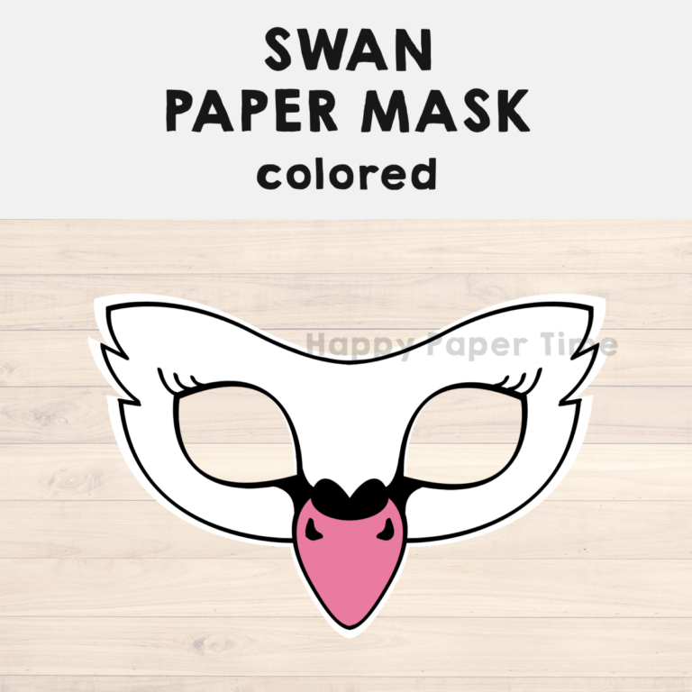 Swan Paper Masks Printable Pond Animal Bird Coloring Craft Activity ...