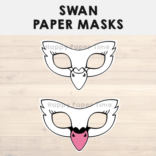 Swan Paper Masks Printable Pond Animal Bird Coloring Craft Activity ...
