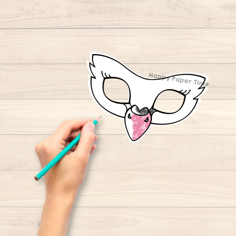 Swan Paper Masks Printable Pond Animal Bird Coloring Craft Activity ...