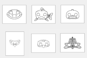 Pond Animals Paper Mask Printable Coloring Craft Activity Costume ...