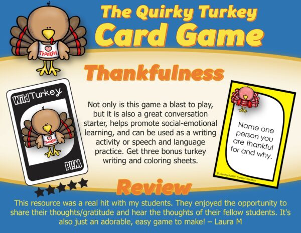 Thanksgiving Turkey Card Game with Editable Writing Prompts | Made By ...