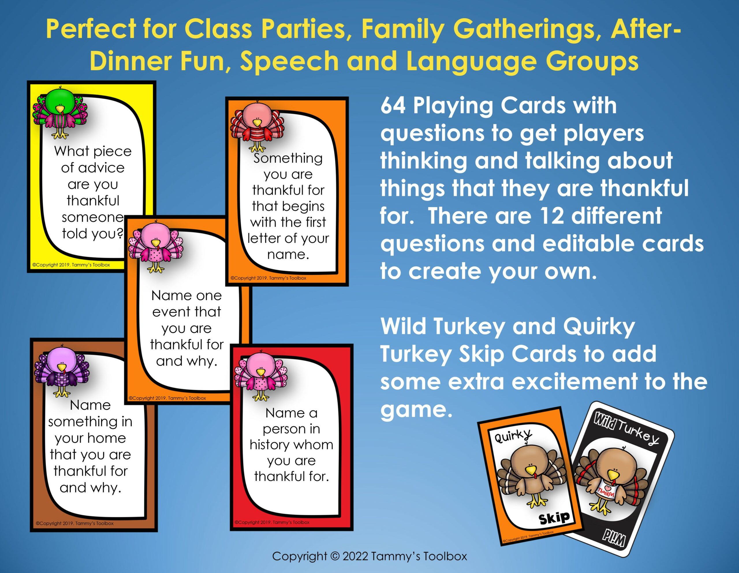 Thanksgiving Turkey Card Game with Editable Writing Prompts | Made By ...