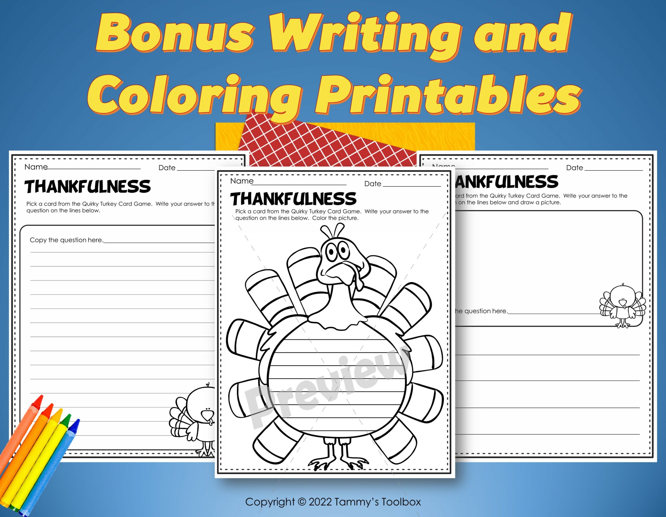 Thanksgiving Turkey Card Game with Editable Writing Prompts | Made By ...