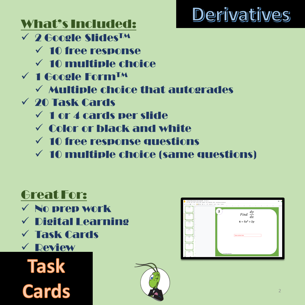 Implicit Differentiation Task Cards Google Slides | Made By Teachers