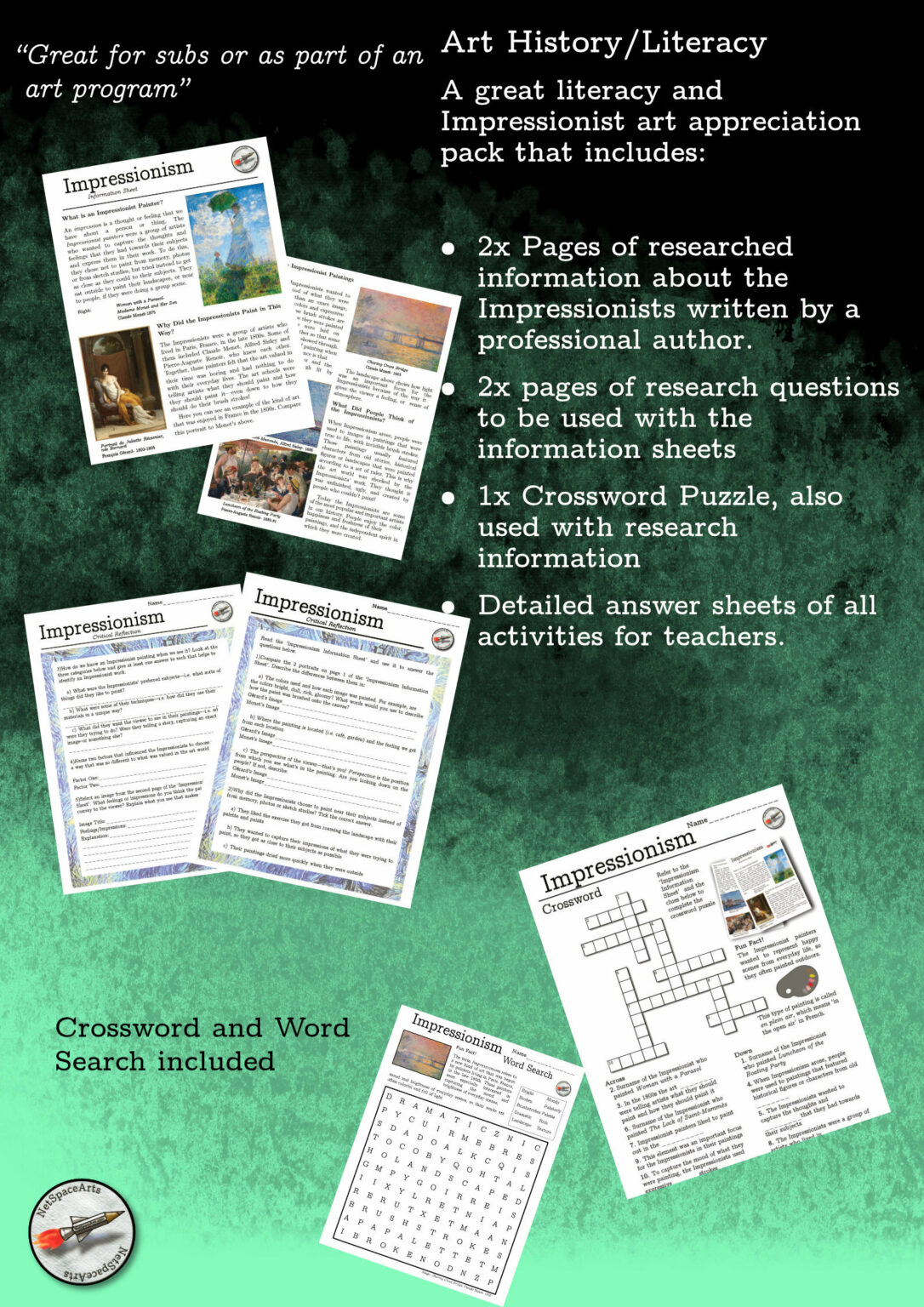 Impressionism - Art History Lesson - Fillable Printable Questions ...