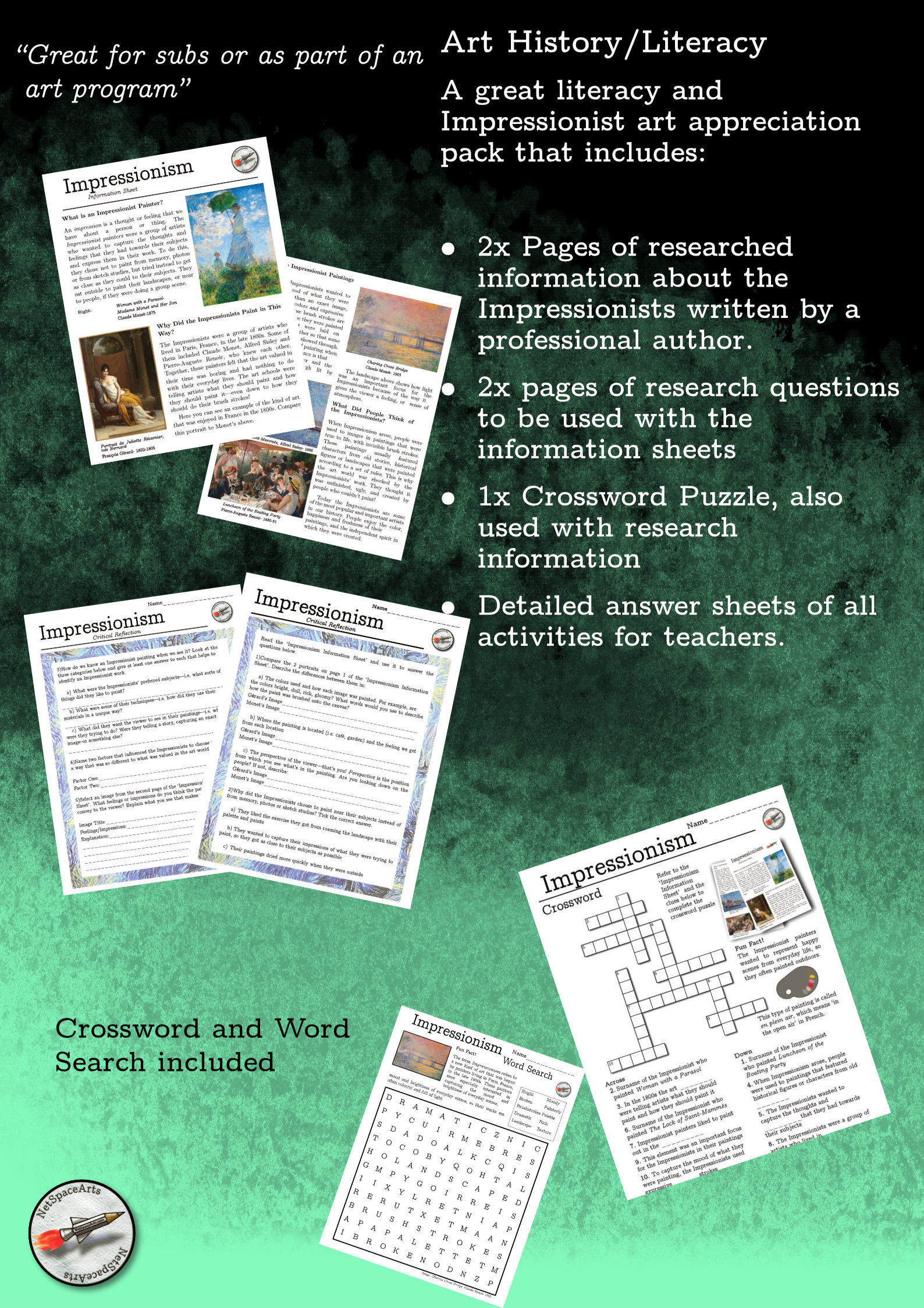 Impressionism - Art History Lesson - Fillable Printable Questions ...