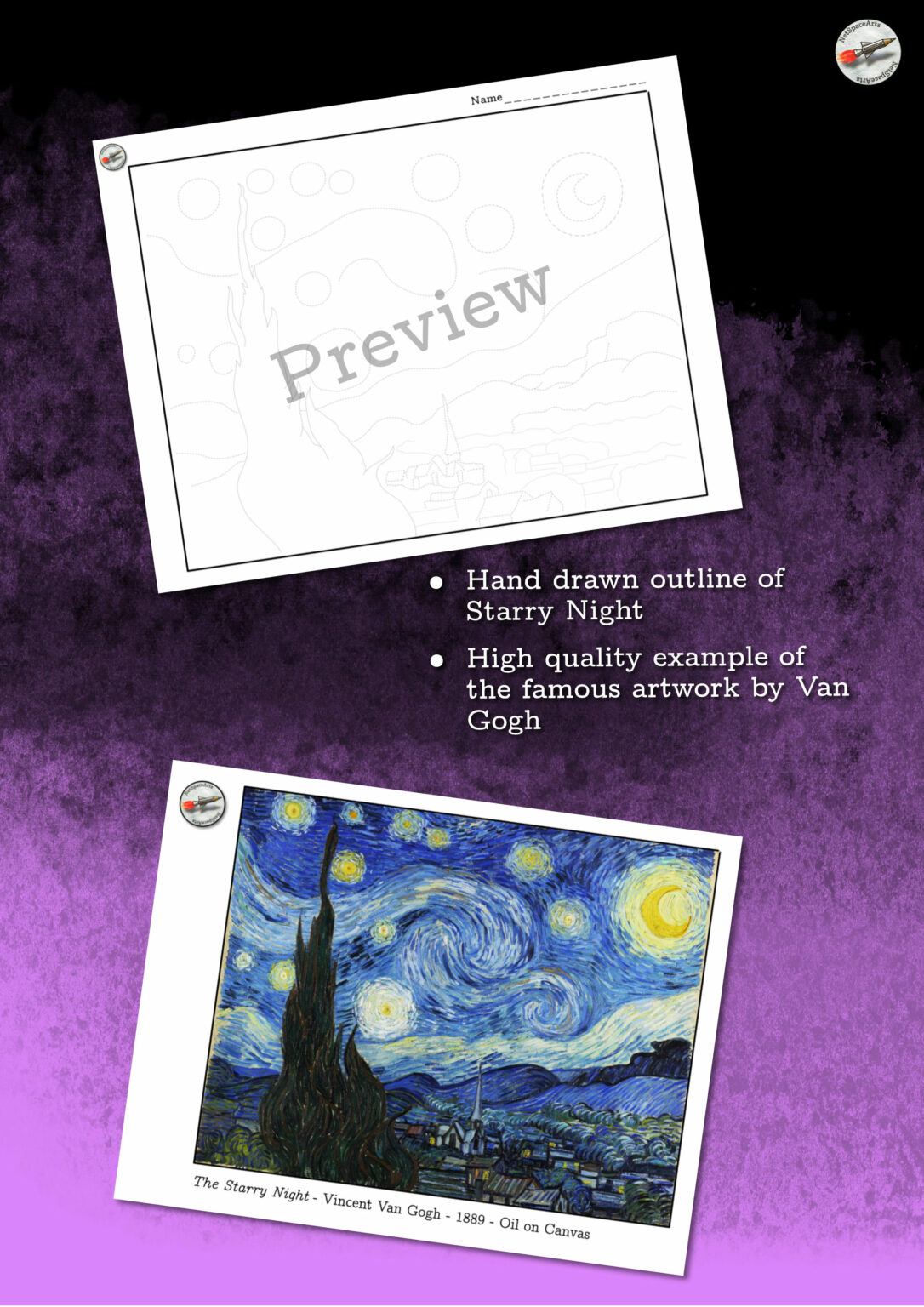 Van Gogh Starry Night - Oil Pastel Art Lesson - No Prep - Sub Plan ...