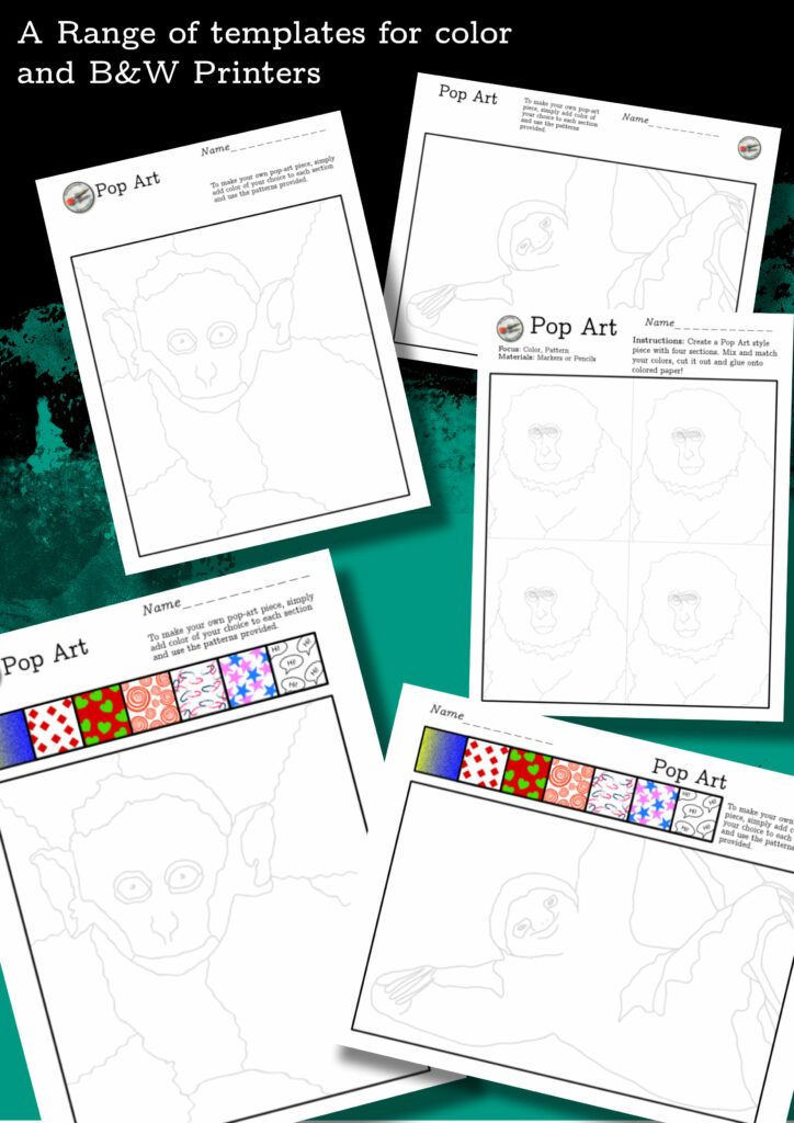 Pop Art Animals Monkey, Sloth Lesson - Sub and Early Finishers - No ...