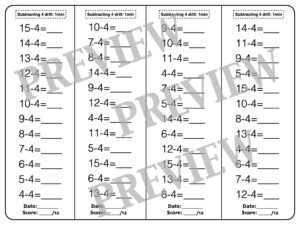 Timed Subtraction One Minute Drill/Practice | Made By Teachers