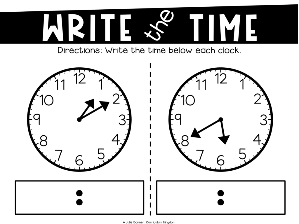 Telling Time to 5 Minutes 2nd Grade Math Worksheets or Exit Tickets 2 ...