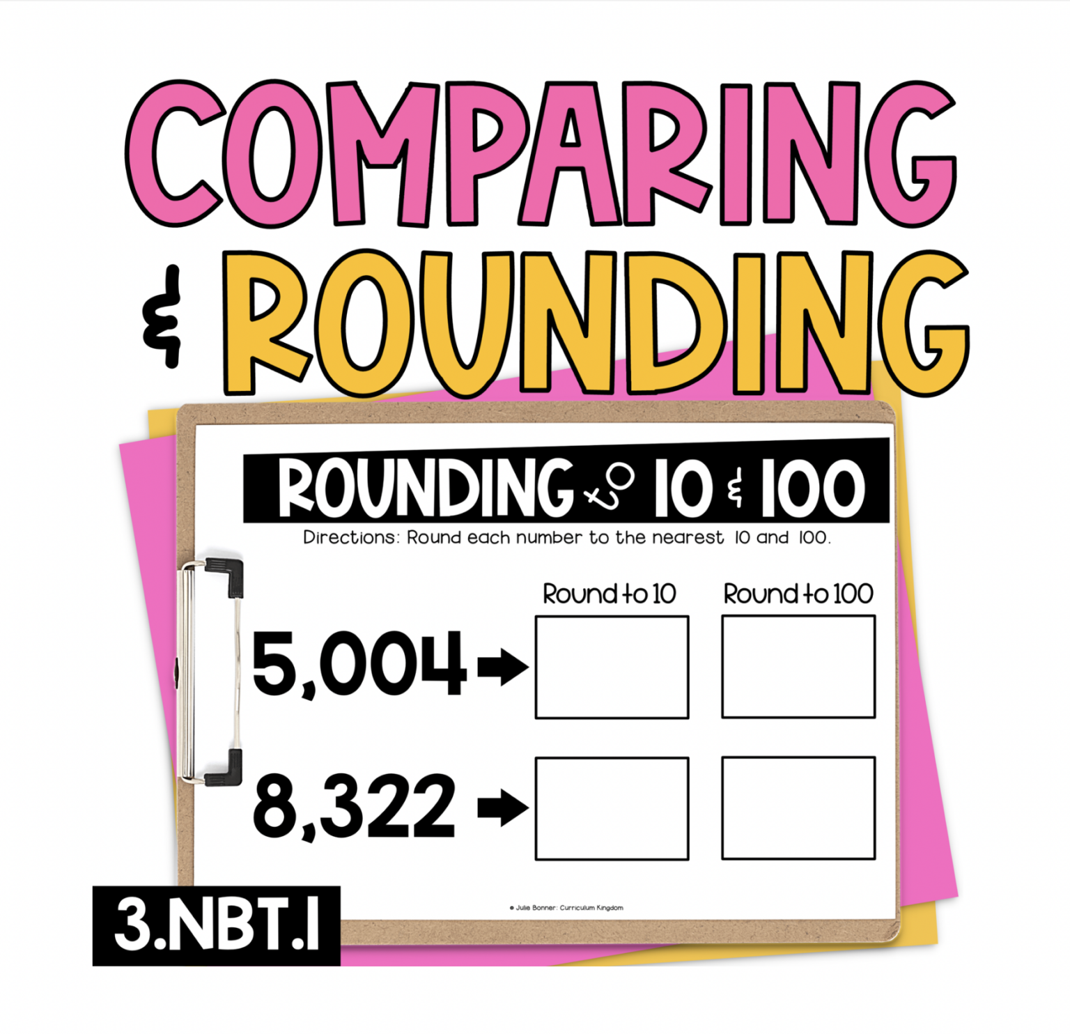 3rd Grade Rounding and Comparing Numbers Worksheets and Exit Tickets 3 ...
