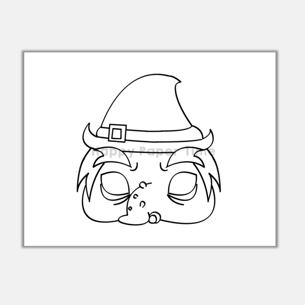 Witch Paper Mask Printable Halloween Coloring Costume Craft Activity ...