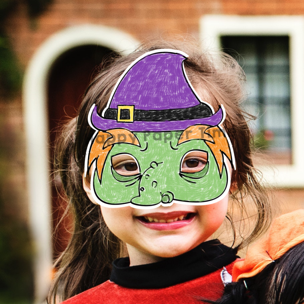 Witch Paper Mask Printable Halloween Coloring Costume Craft Activity ...