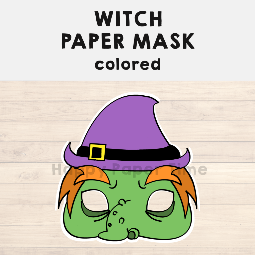 Witch Paper Mask Printable Halloween Costume Spooky Craft Activity ...