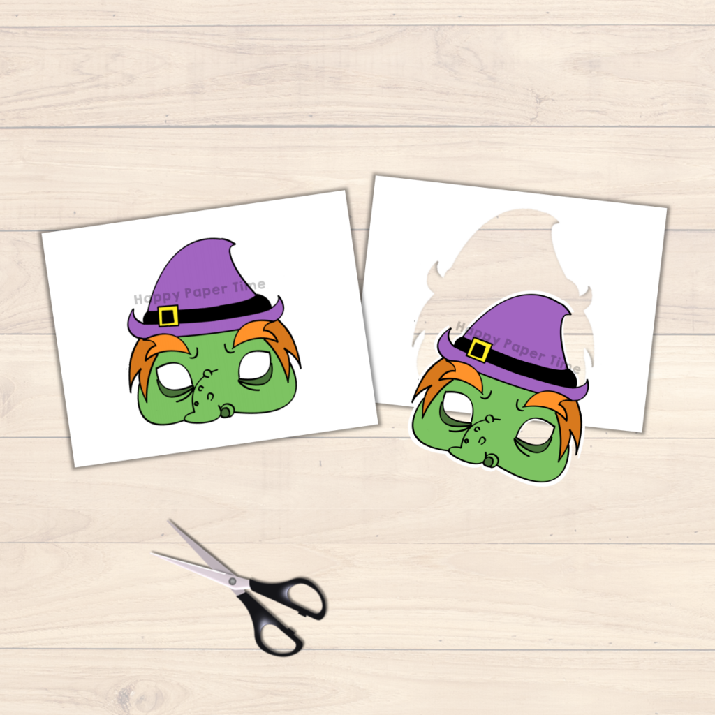 Witch Paper Mask Printable Halloween Costume Spooky Craft Activity ...