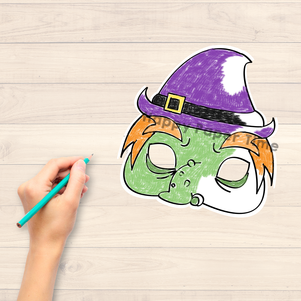 Witch Paper Mask Printable Halloween Coloring Costume Craft Activity ...