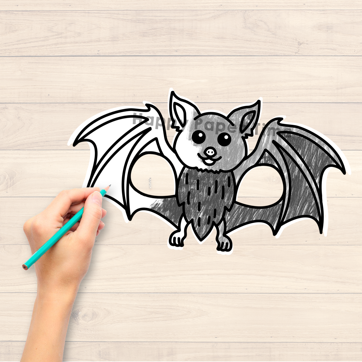 Bat Paper Mask Printable Halloween Coloring Costume Craft Activity ...
