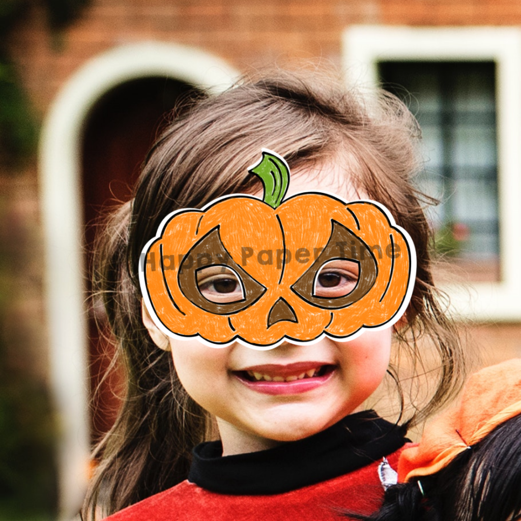 Pumpkin Paper Mask Printable Halloween Coloring Costume Craft Activity ...
