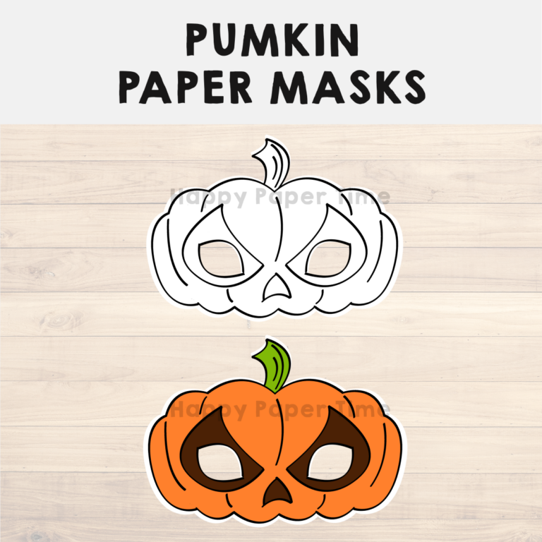 Pumpkin Paper Masks Printable Halloween Coloring Costume Craft Activity ...