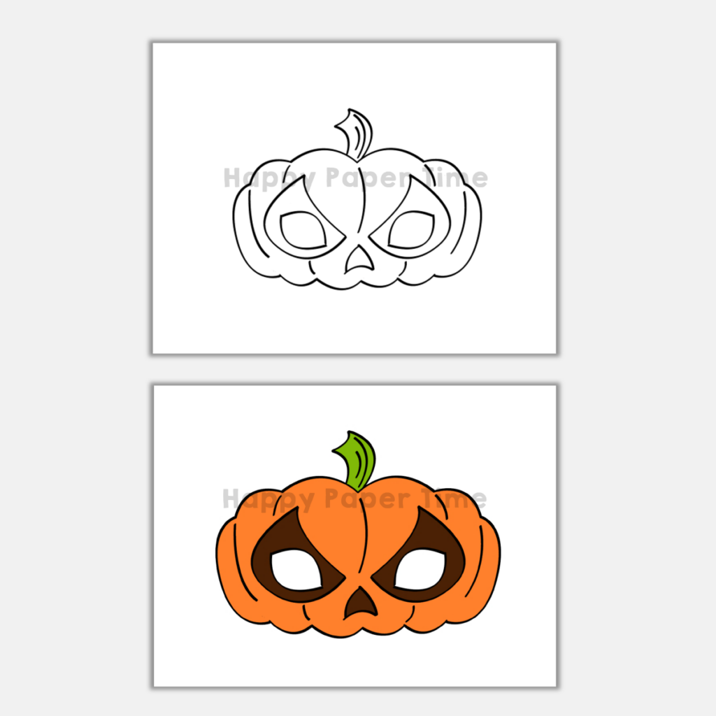 Pumpkin Paper Masks Printable Halloween Coloring Costume Craft Activity ...