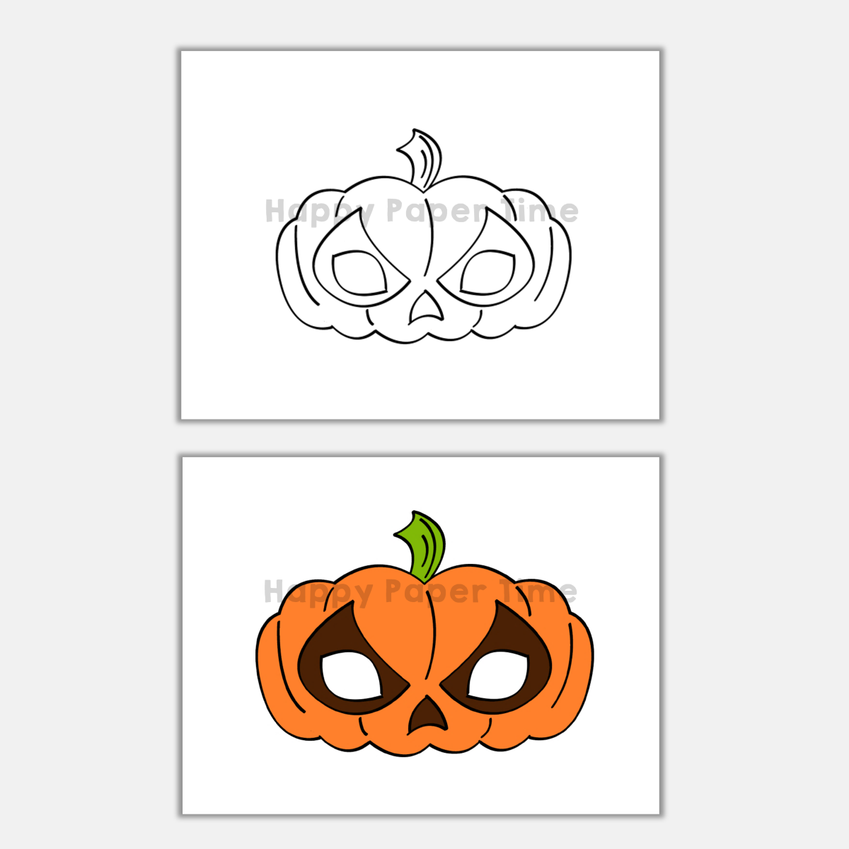 Pumpkin Paper Masks Printable Halloween Coloring Costume Craft Activity ...
