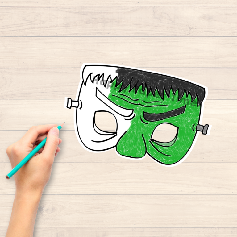 Frankenstein Monster Paper Mask Printable Halloween Coloring Costume ...