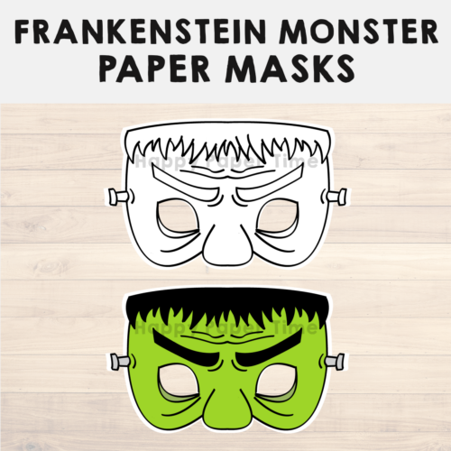 Frankenstein Monster Paper Masks Printable Halloween Coloring Costume ...