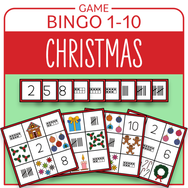 Christmas Bingo - Game Counting 1-10 - Numbers, Ten Frames and Tally ...