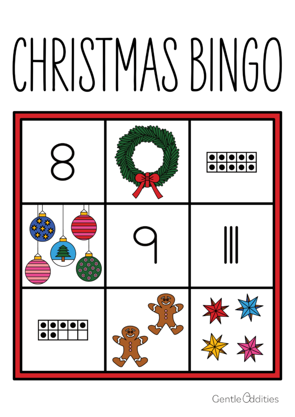 Christmas Bingo - Game Counting 1-10 - Numbers, Ten Frames and Tally ...