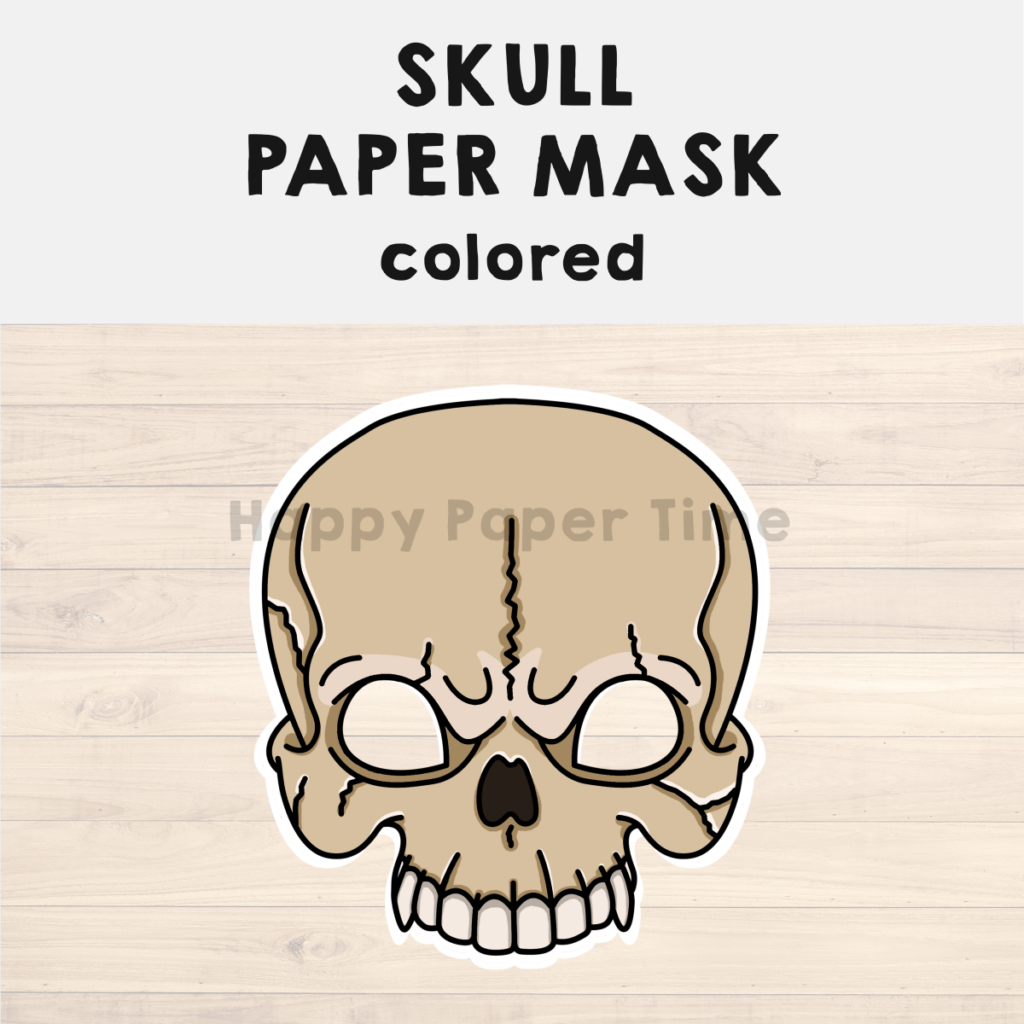 Skull Paper Masks Printable Halloween Coloring Costume Craft Activity ...