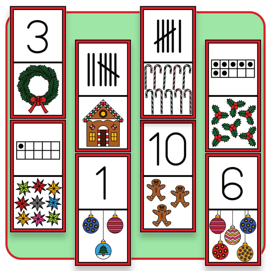 Christmas Domino - Game Counting 1-10 - Numbers, Ten Frames and Tally ...