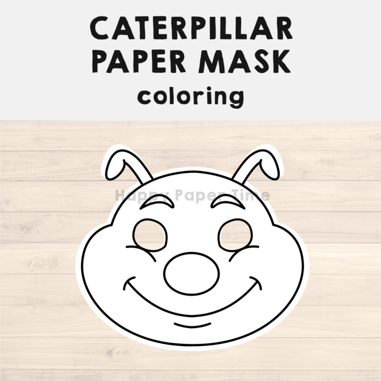 Caterpillar Paper Mask Printable Bug Animal Coloring Craft Activity ...
