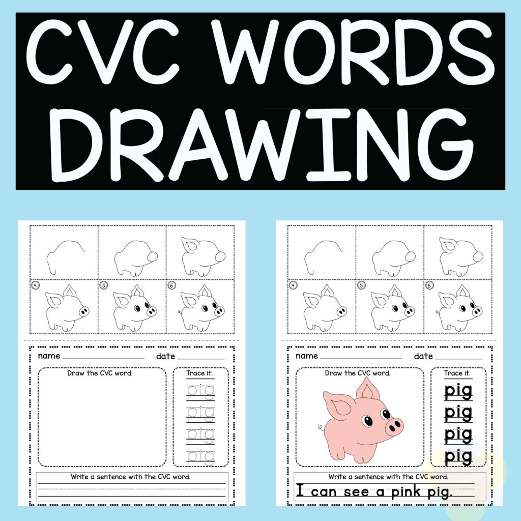 CVC Words Directed Drawing | No Prep | Made By Teachers