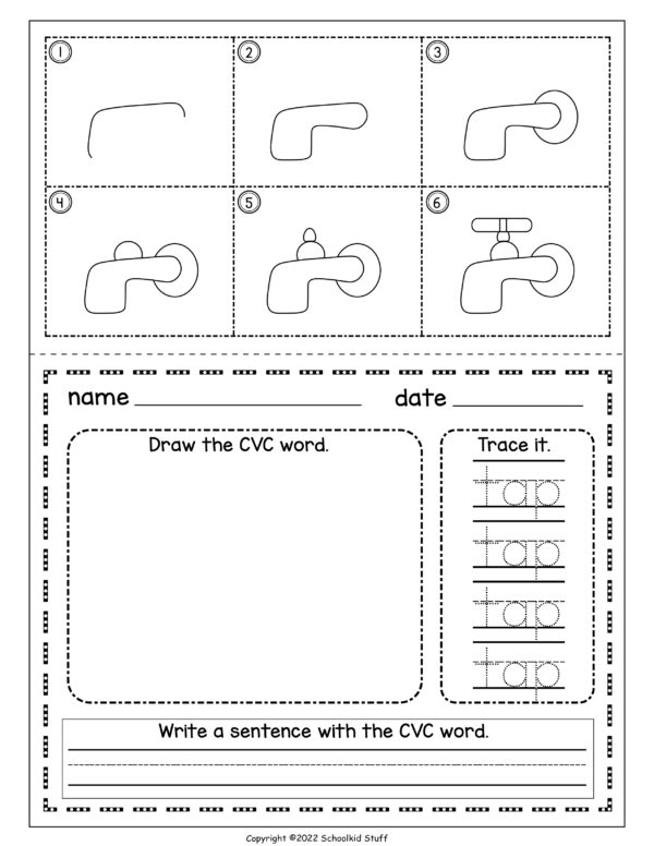 CVC Words Directed Drawing | No Prep - Made By Teachers