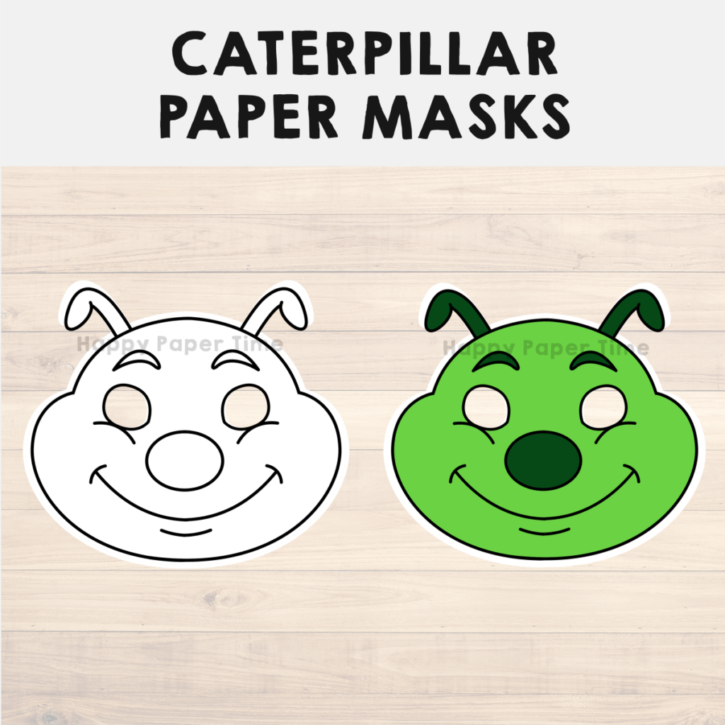 Caterpillar Paper Masks Printable Bug Animal Coloring Craft Activity ...