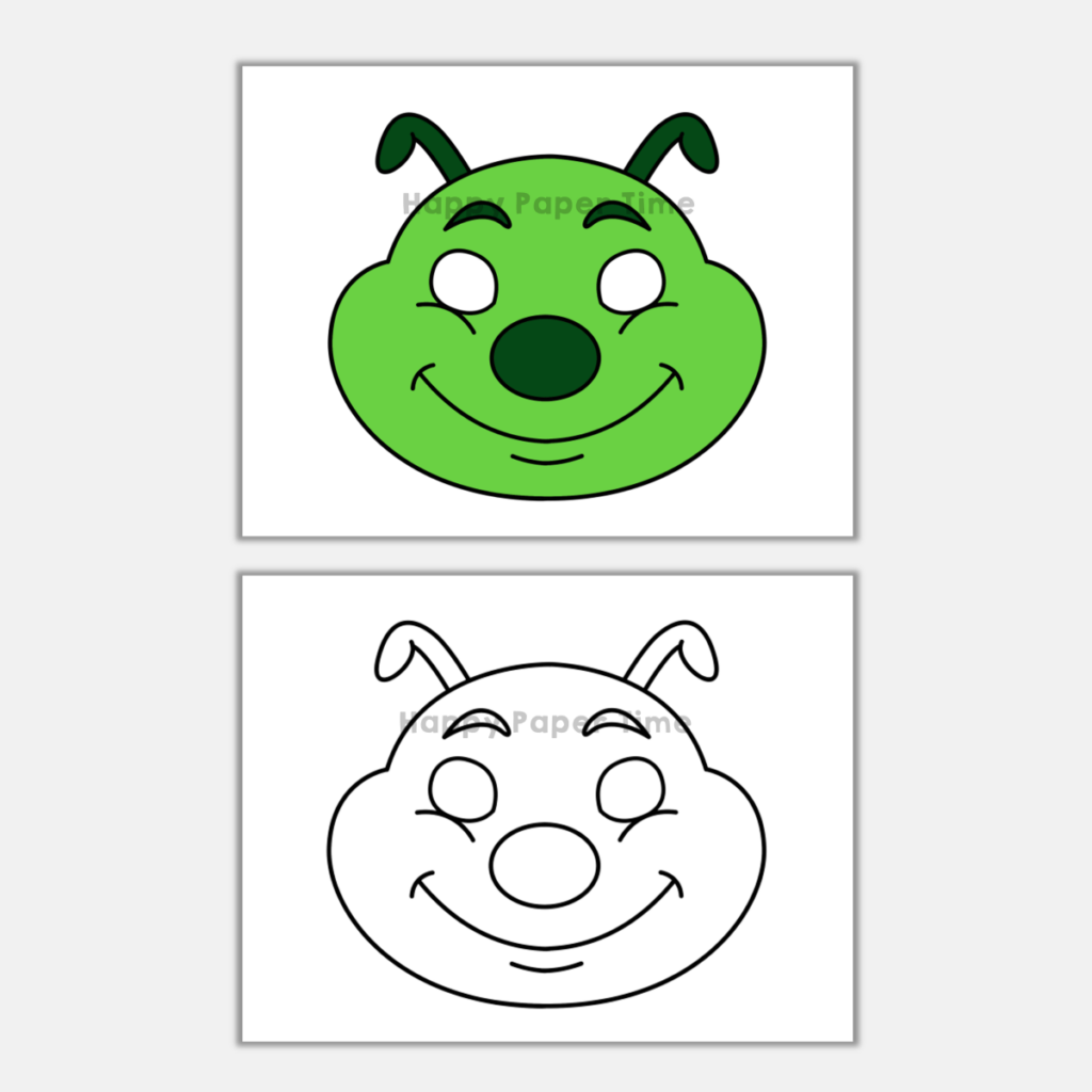Caterpillar Paper Masks Printable Bug Animal Coloring Craft Activity ...